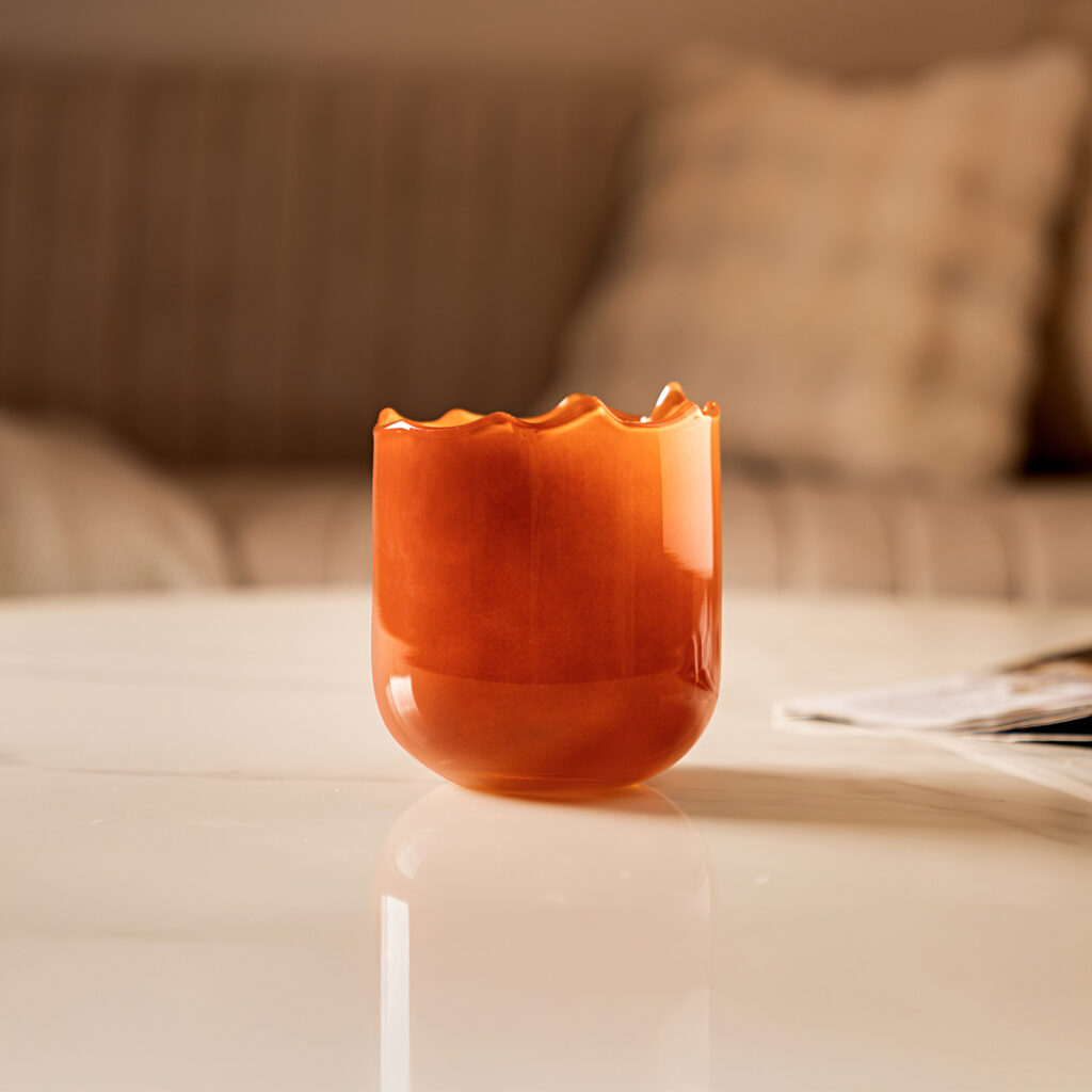 Ruse Glass Amber Half Crack Vase 12x12x14.5 cm – Royal Furniture