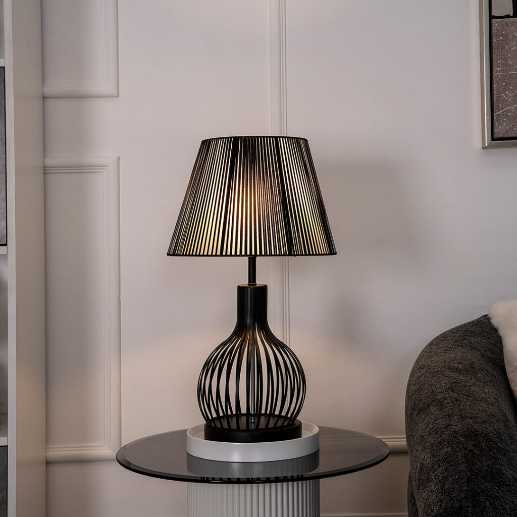 Phoebe Metal Wiring Base Table Lamp Black 64CM - Royal Furniture