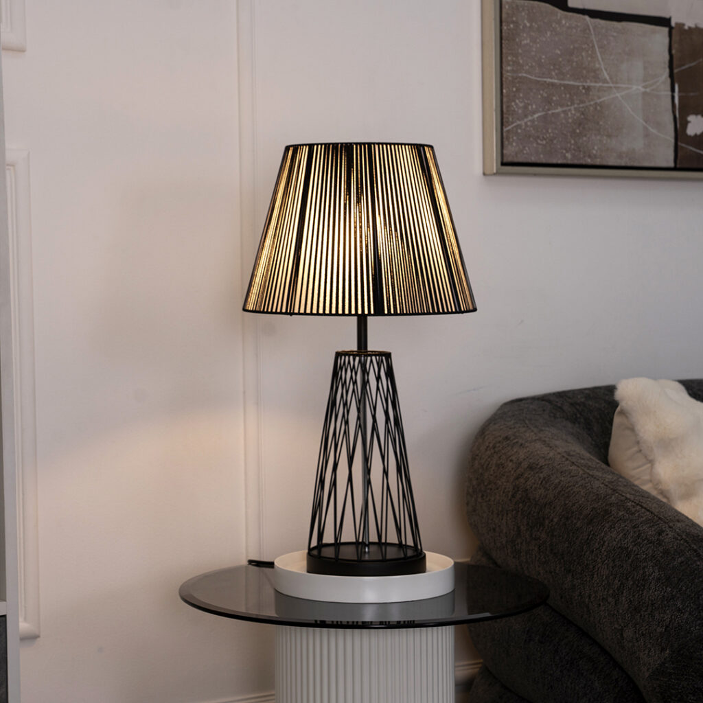 Phoebe Metal Wiring Base Table Lamp Black -64CM - Royal Furniture