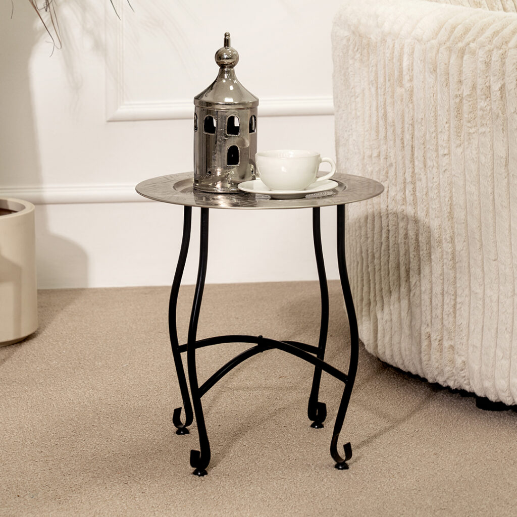 Siv Metal Moroccon End Table – Nickel – Royal Furniture