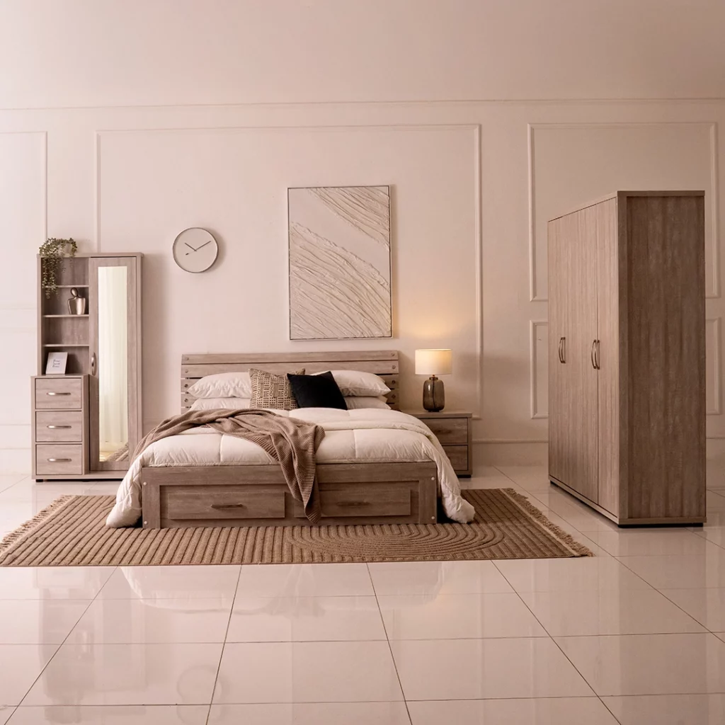 Como Queen Bed 200×160 -Grey – Royal Furniture