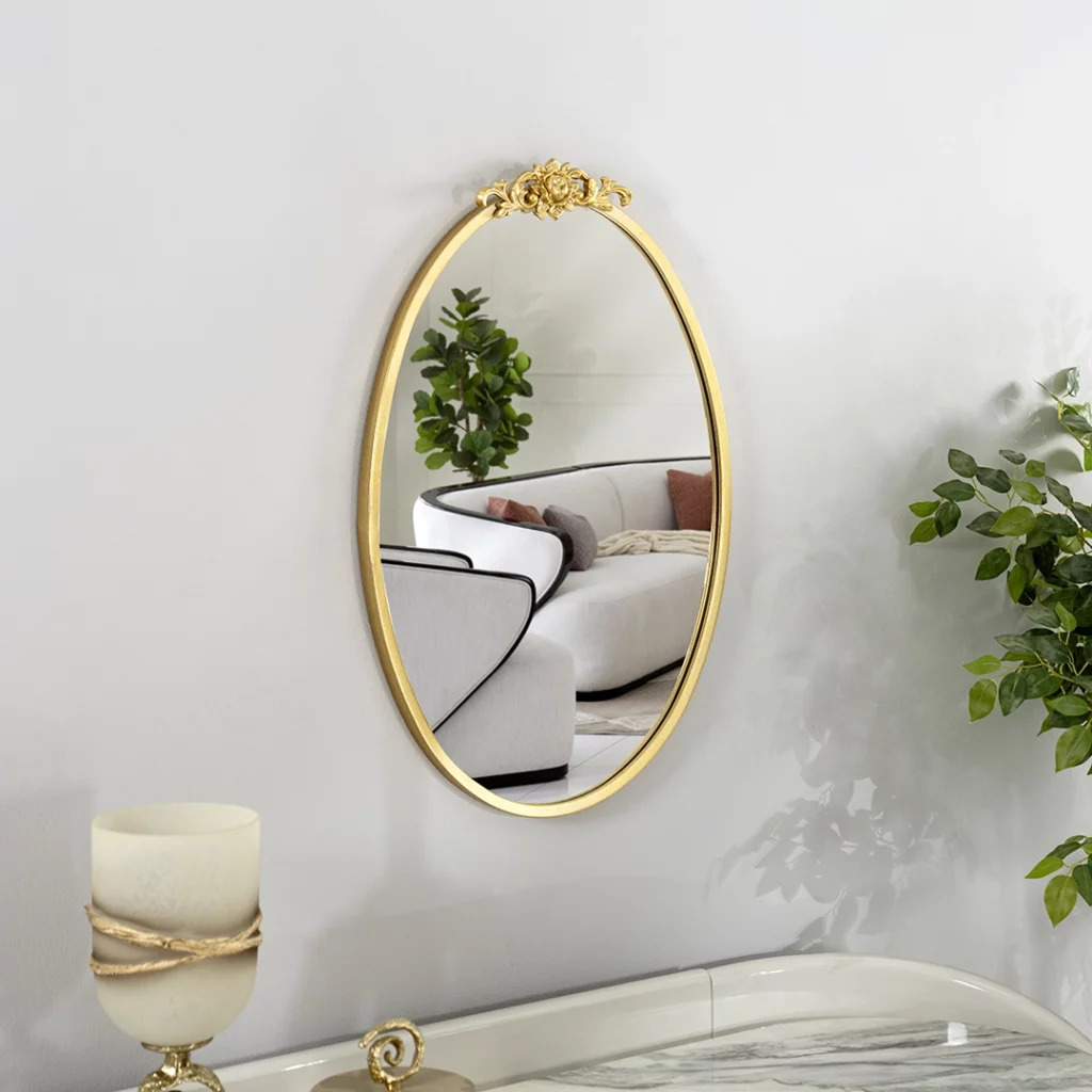 Novo Metal Wall Mirror Gold -48.5?4.5?73cm – Royal Furniture