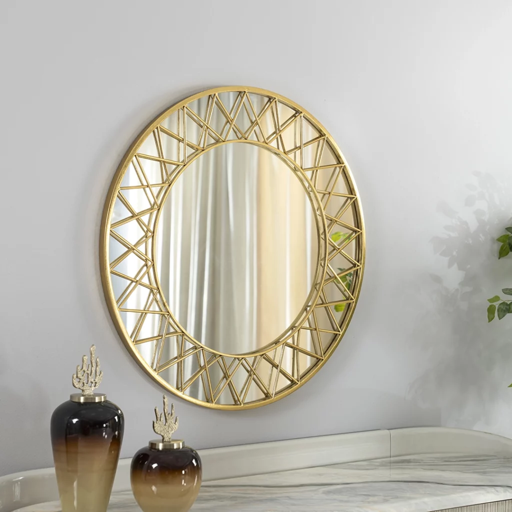 Novo Metal Wall Mirror Gold -80×2.8x80cm – Royal Furniture