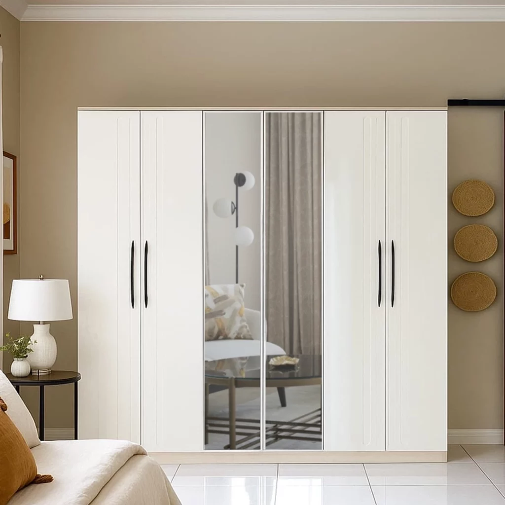Raffles 6 Door Wardrobe – White & Black – Royal Furniture