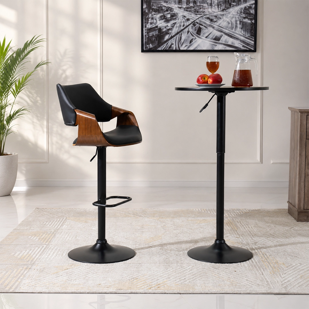 Vida Bar Chair -Black & Walnut – Royal Furniture